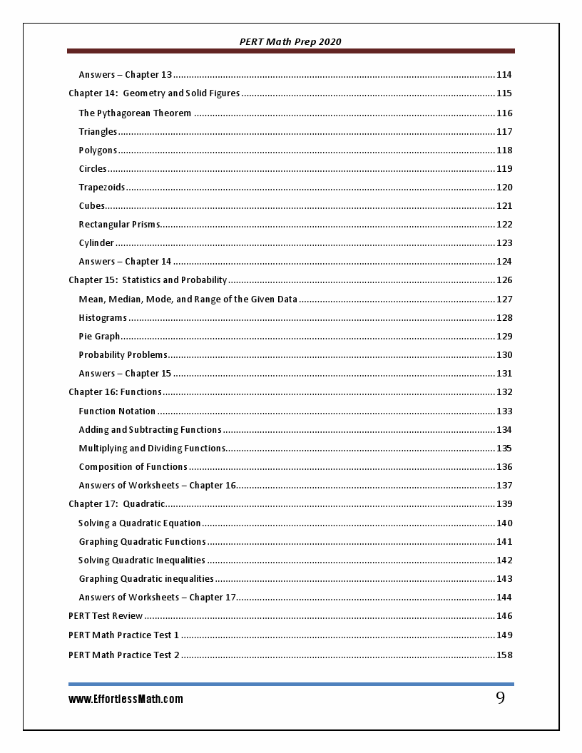 PERT Math Prep 2020: A Comprehensive Review and Step-By-Step Guide to ...