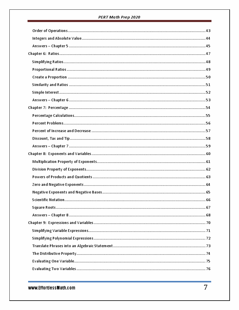 PERT Math Prep 2020: A Comprehensive Review and Step-By-Step Guide to ...