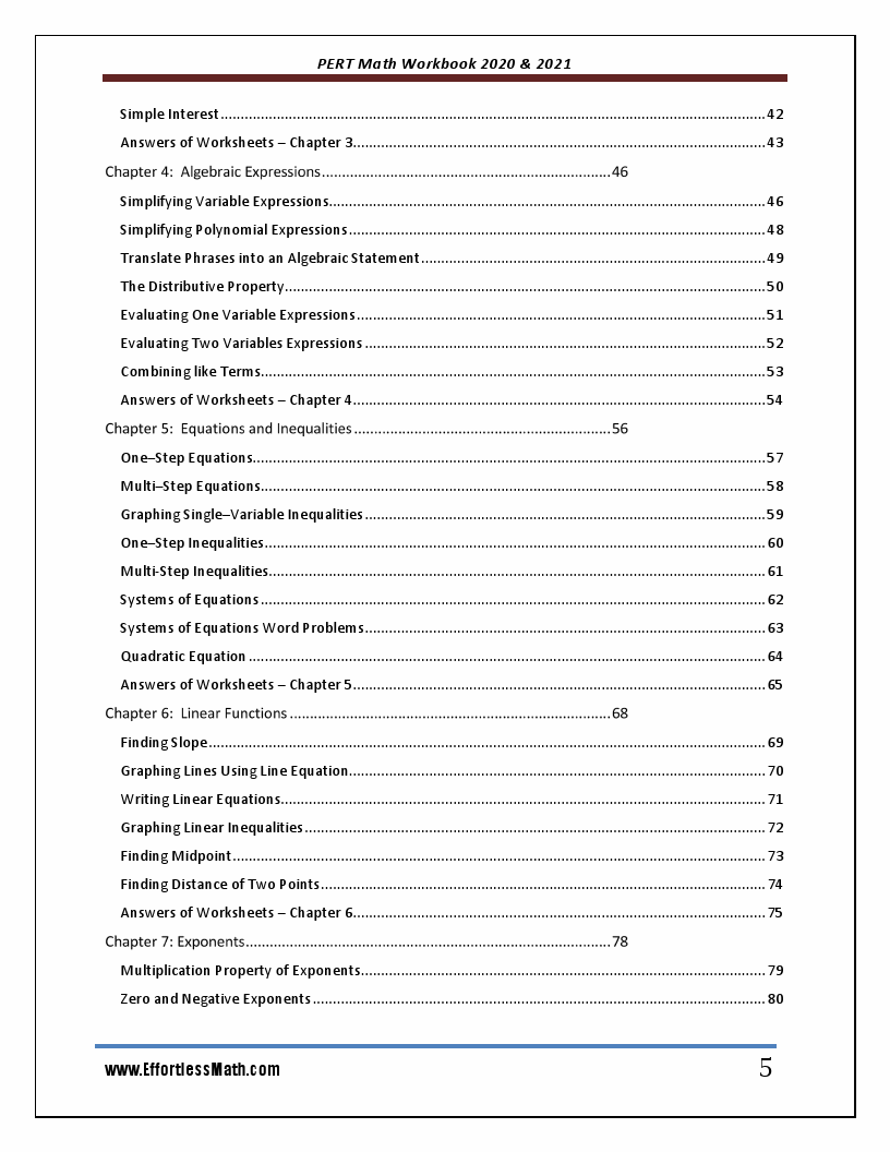 PERT Math Workbook 2020 & 2021: Extra Practice for an Excellent Score ...