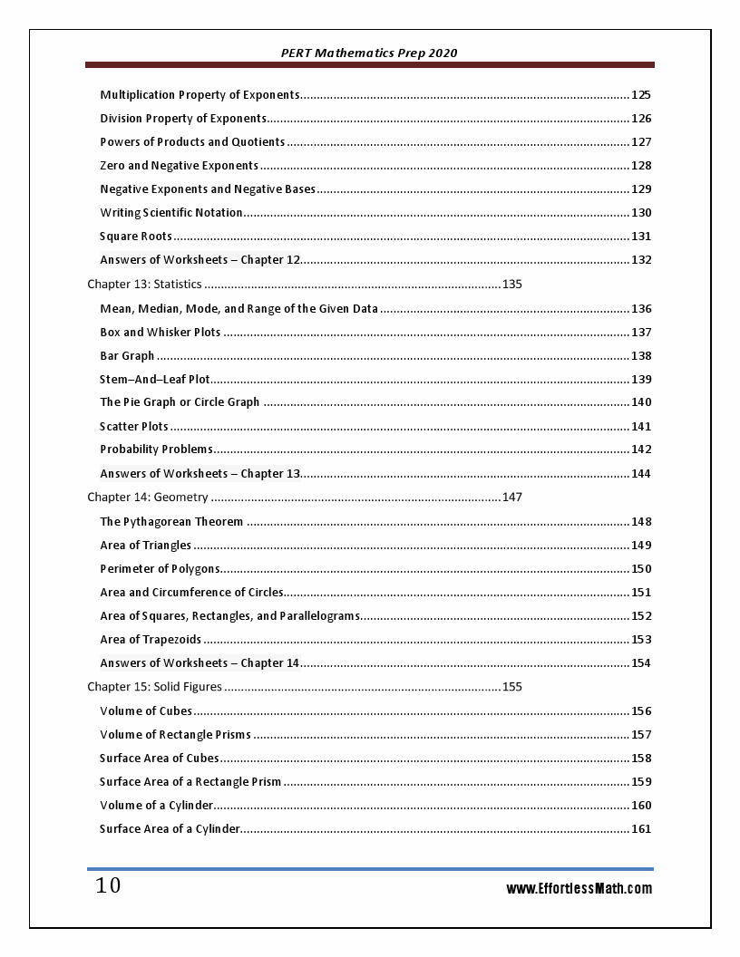 PERT Mathematics Prep 2020: A Comprehensive Review and Ultimate Guide ...