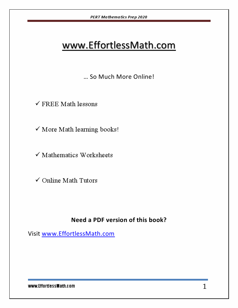 PERT Mathematics Prep 2020: A Comprehensive Review and Ultimate Guide ...