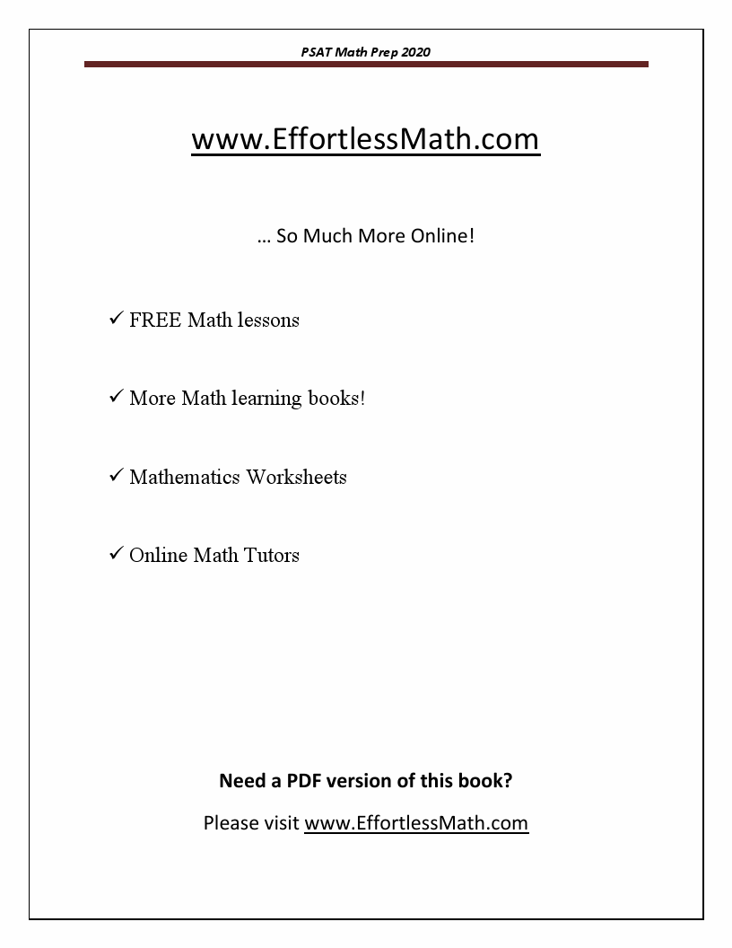 PSAT / NMSQT Math Prep 2020: A Comprehensive Review and Step-By-Step ...