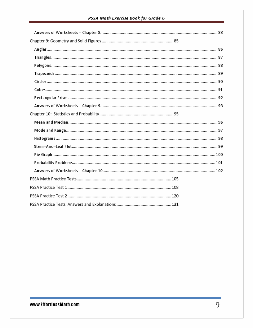 PSSA Math Exercise Book for Grade 6: Student Workbook and Two Realistic ...