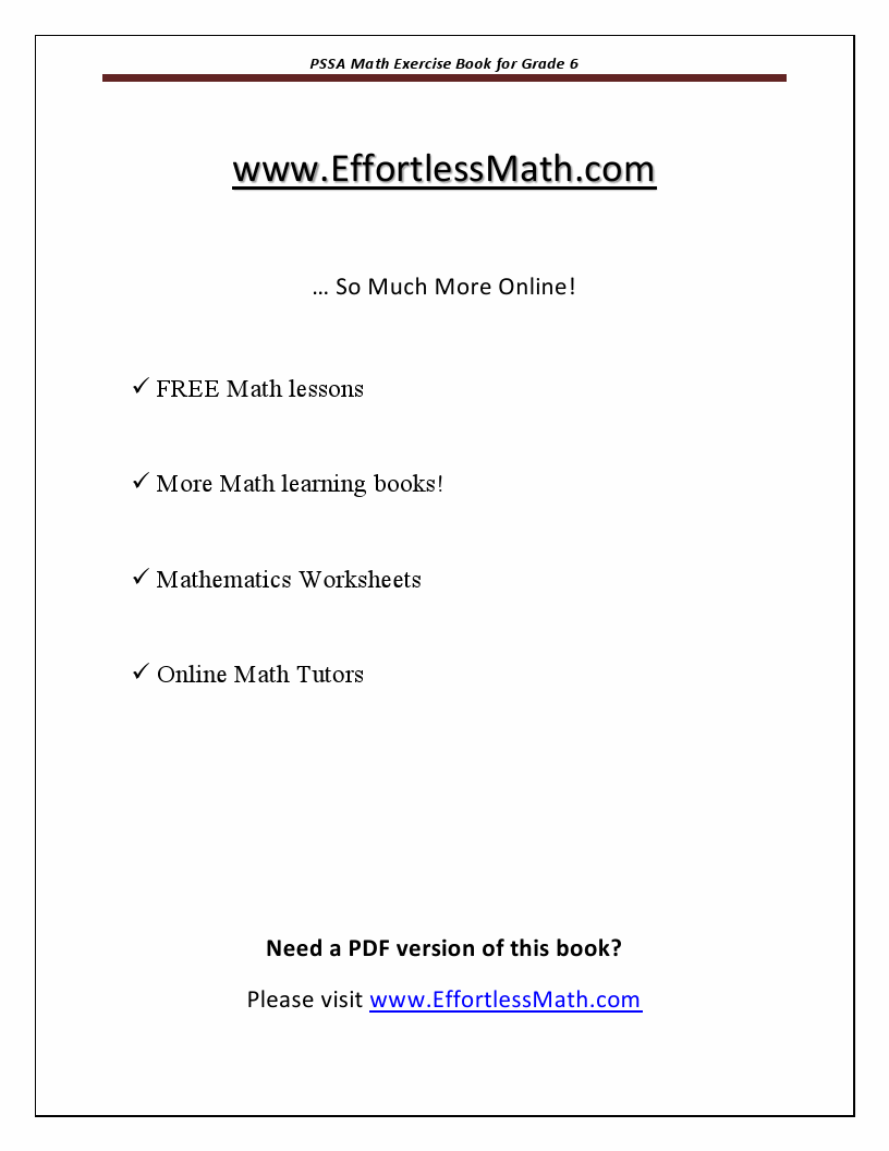 PSSA Math Exercise Book for Grade 6: Student Workbook and Two Realistic ...