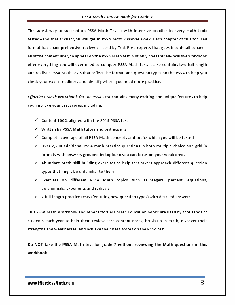 PSSA Math Exercise Book for Grade 7: Student Workbook and Two Realistic ...