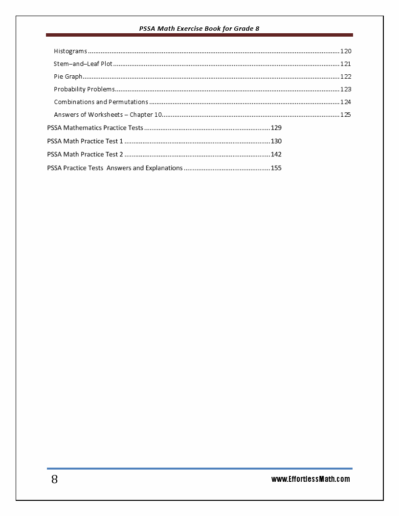 PSSA Math Exercise Book for Grade 8: Student Workbook and Two Realistic ...