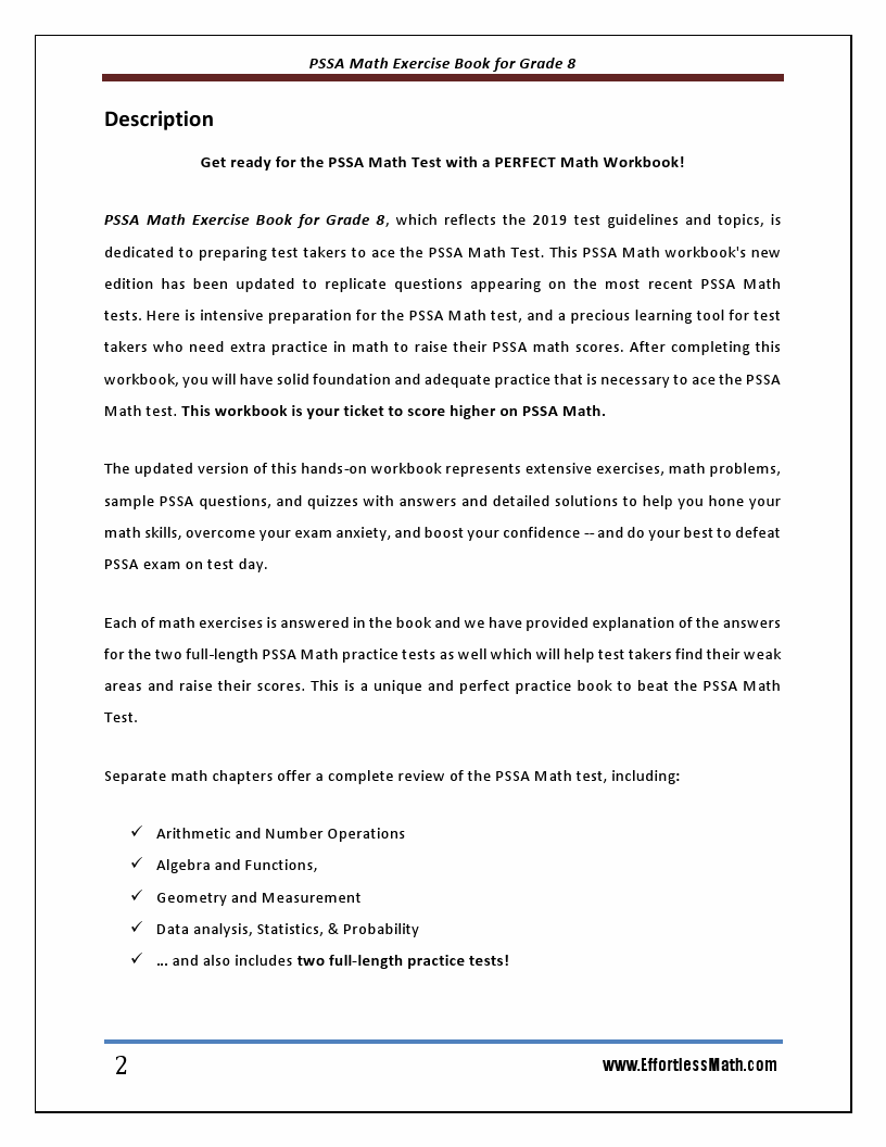PSSA Math Exercise Book for Grade 8: Student Workbook and Two Realistic ...