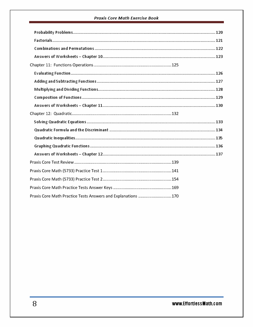 Praxis Core Math Exercise Book: Student Workbook and Two Realistic ...