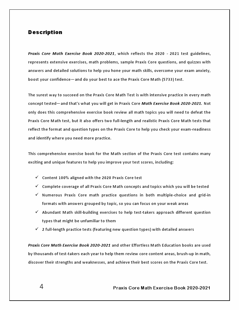 Praxis Core Math Exercise Book 2020-2021: Student Workbook and Two Full ...