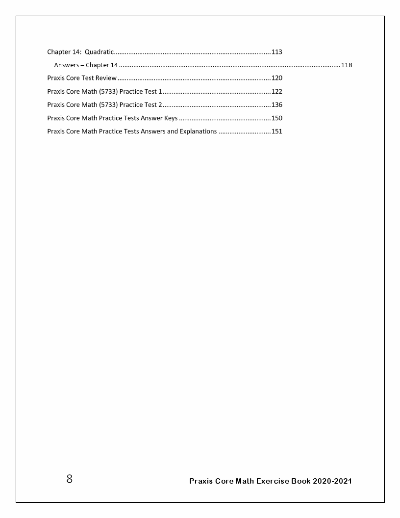 Praxis Core Math Exercise Book 2020-2021: Student Workbook and Two Full ...