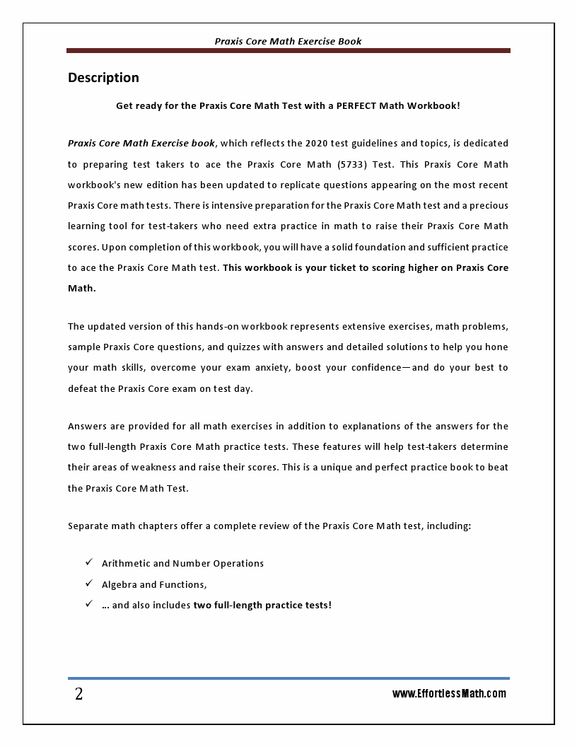 Praxis Core Math Exercise Book: Student Workbook and Two Realistic ...