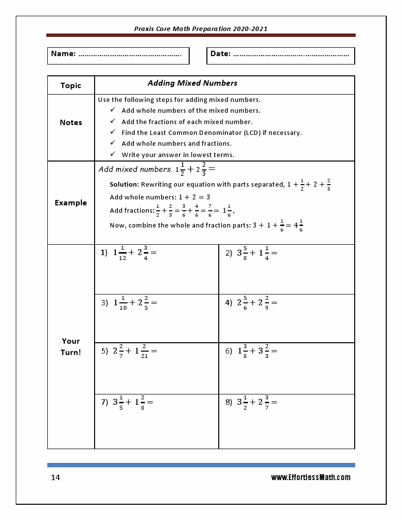 Praxis Core Math Preparation 2020 – 2021: Praxis Core Math Workbook + 2 ...