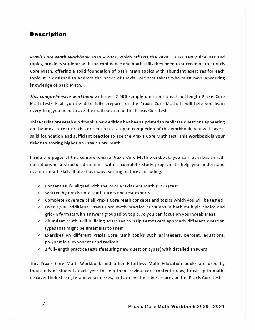 Praxis Core Math Workbook 2020 – 2021: The Most Comprehensive Review ...