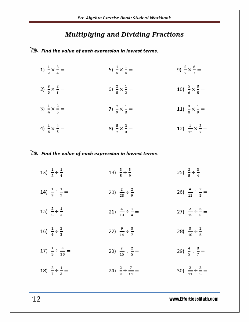Pre-Algebra Exercise Book: Student Workbook - Effortless Math: We Help ...