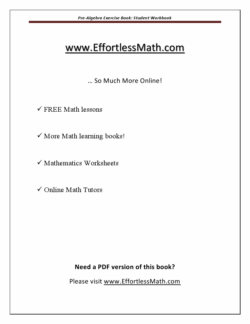 Pre-Algebra Exercise Book: Student Workbook - Effortless Math: We Help ...