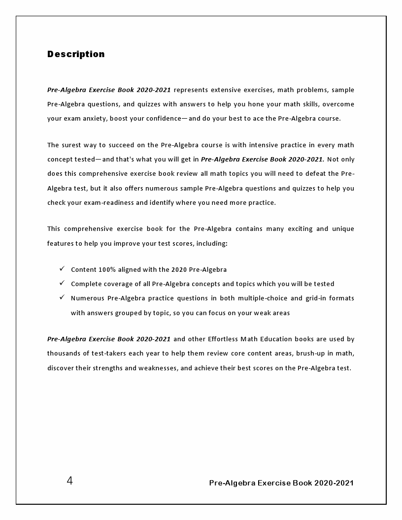 Pre-Algebra Exercise Book 2020-2021: Student Workbook - Effortless Math ...