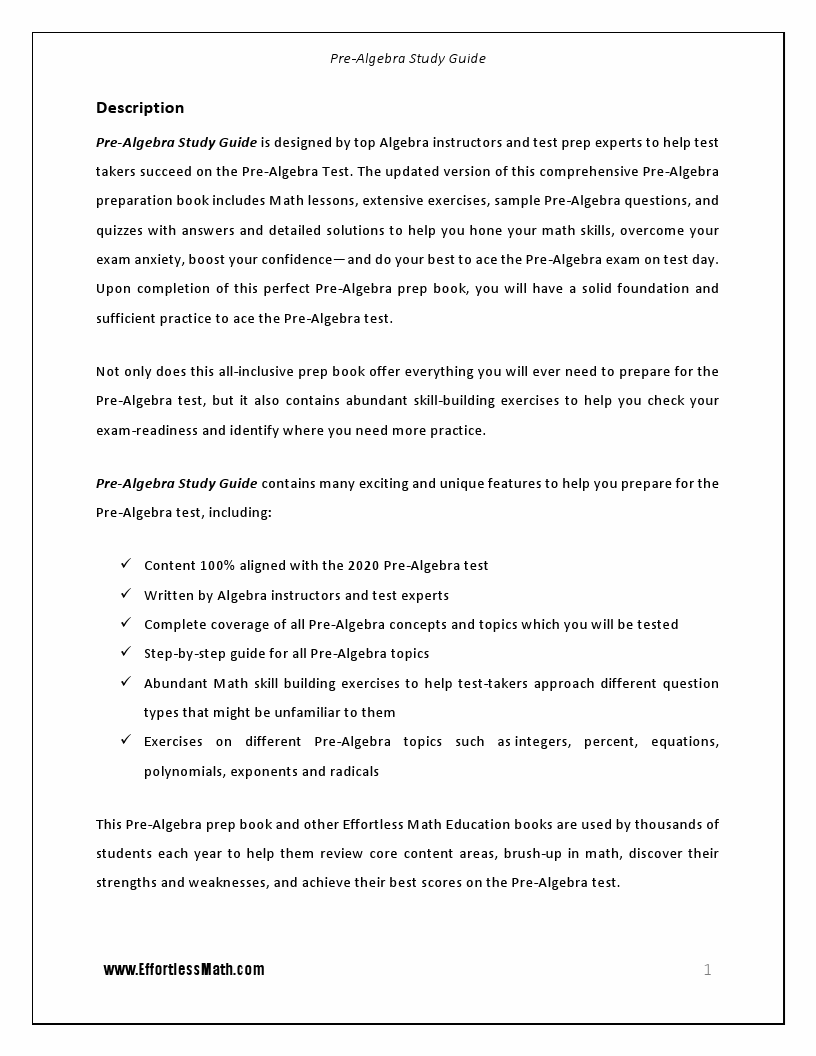 Pre-Algebra Study Guide 2020 – 2021: A Comprehensive Review and Step-By ...