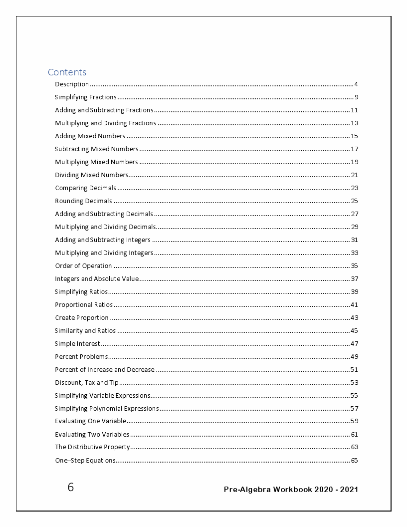 Pre-Algebra Workbook 2020 – 2021: The Most Comprehensive Review for the ...