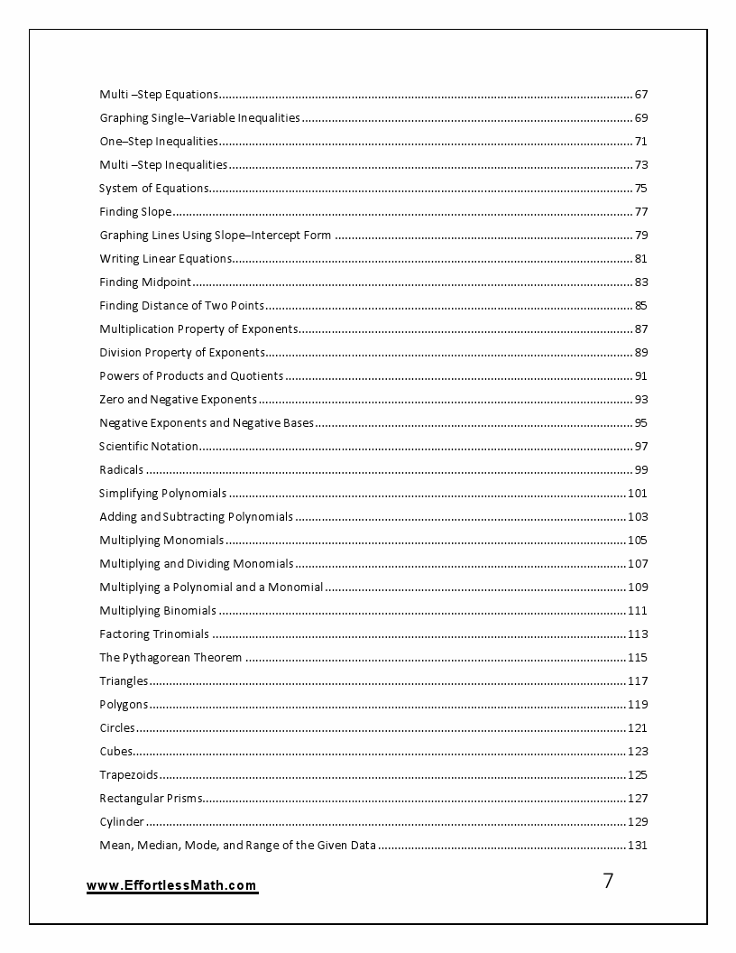 Pre-Algebra Workbook - : Review for the | Effortless Math