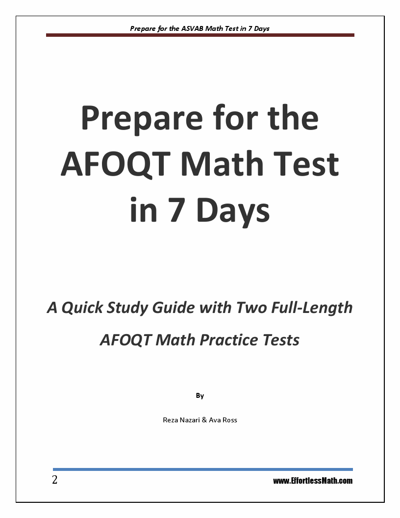 Prepare for the AFOQT Math Test in 7 Days: A Quick Study Guide with Two ...
