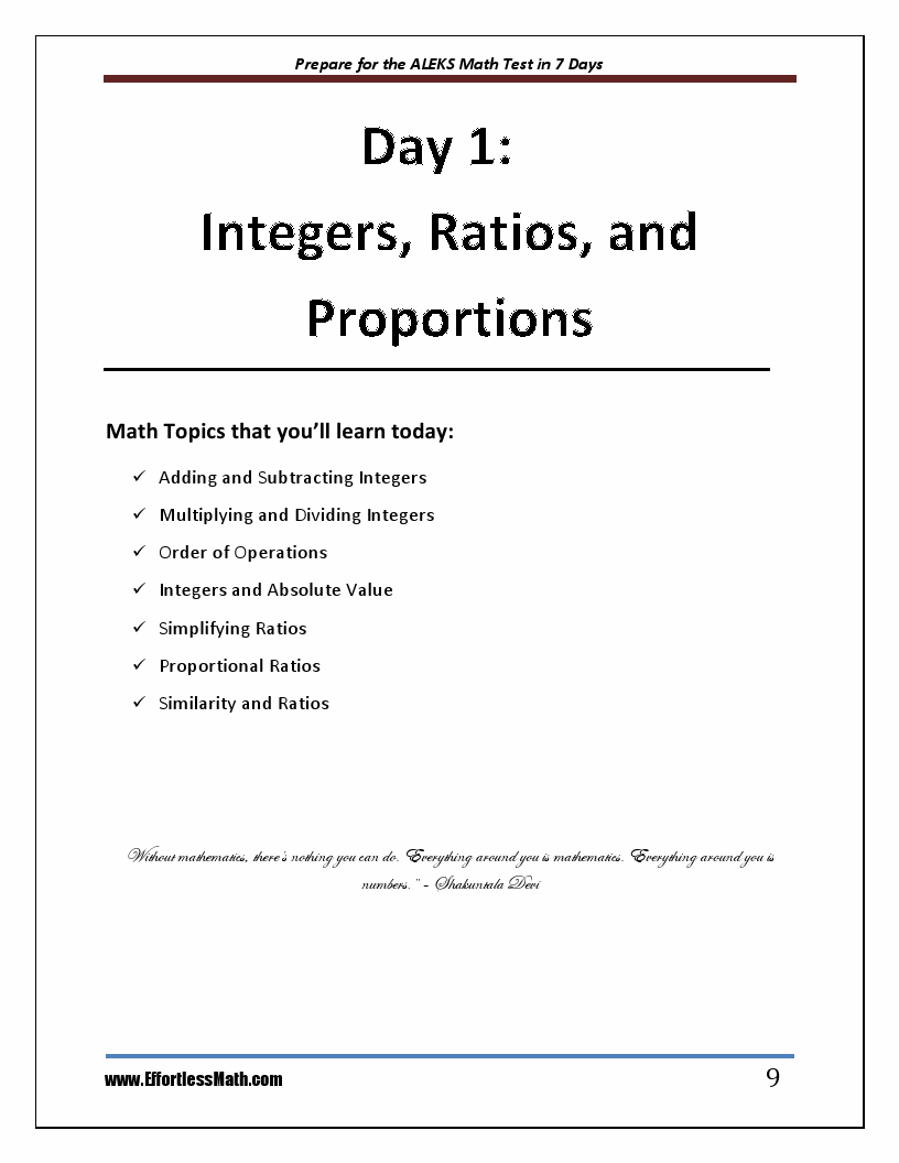 Prepare for the ALEKS Math Test in 7 Days: A Quick Study Guide with Two ...