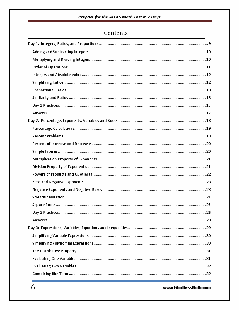 Prepare for the ALEKS Math Test in 7 Days: A Quick Study Guide with Two ...