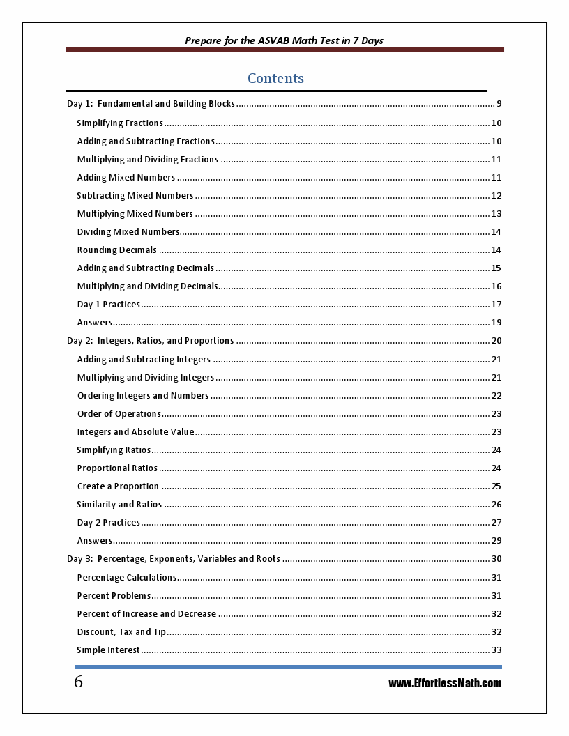 Prepare for the ASVAB Math Test in 7 Days: A Quick Study Guide with Two ...