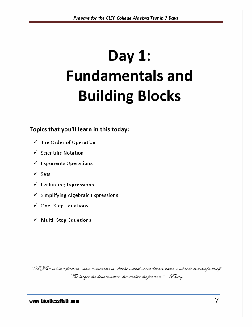 Prepare for the CLEP College Algebra Test in 7 Days: A Quick Study ...