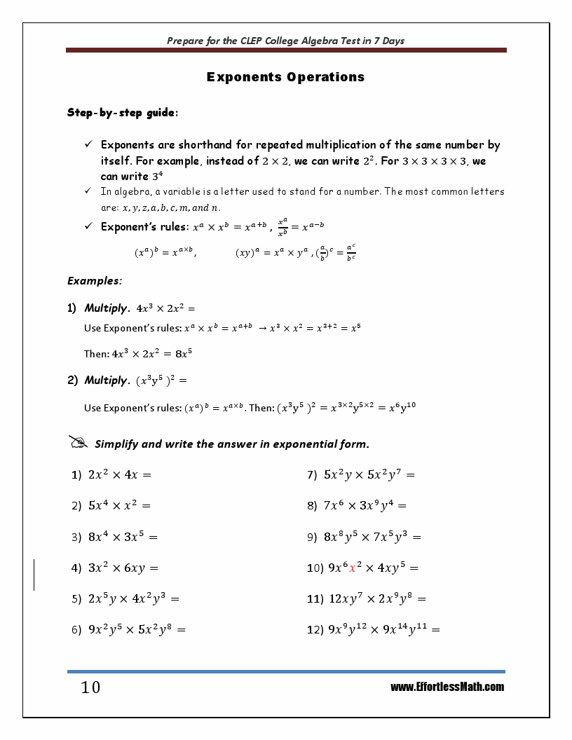 Prepare for the CLEP College Algebra Test in 7 Days: A Quick Study ...