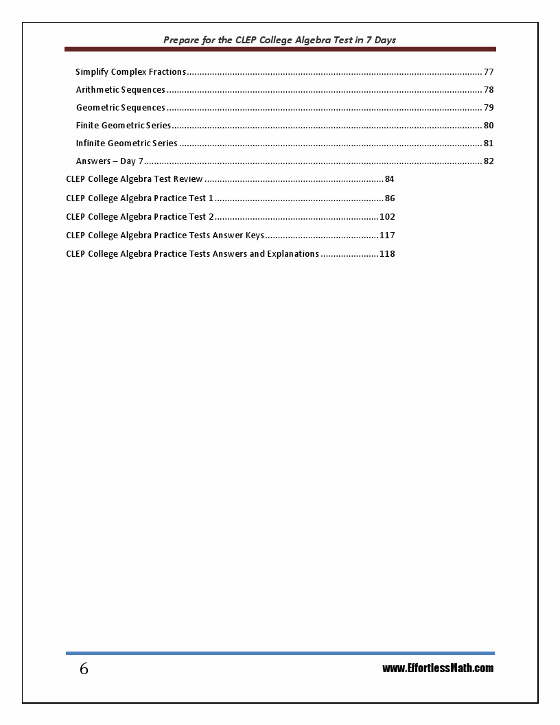 Prepare for the CLEP College Algebra Test in 7 Days: A Quick Study ...