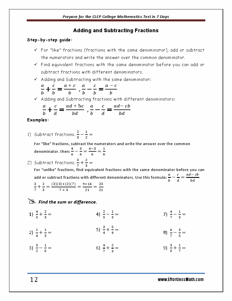 Prepare for the CLEP College Mathematics Test in 7 Days: A Quick Study ...
