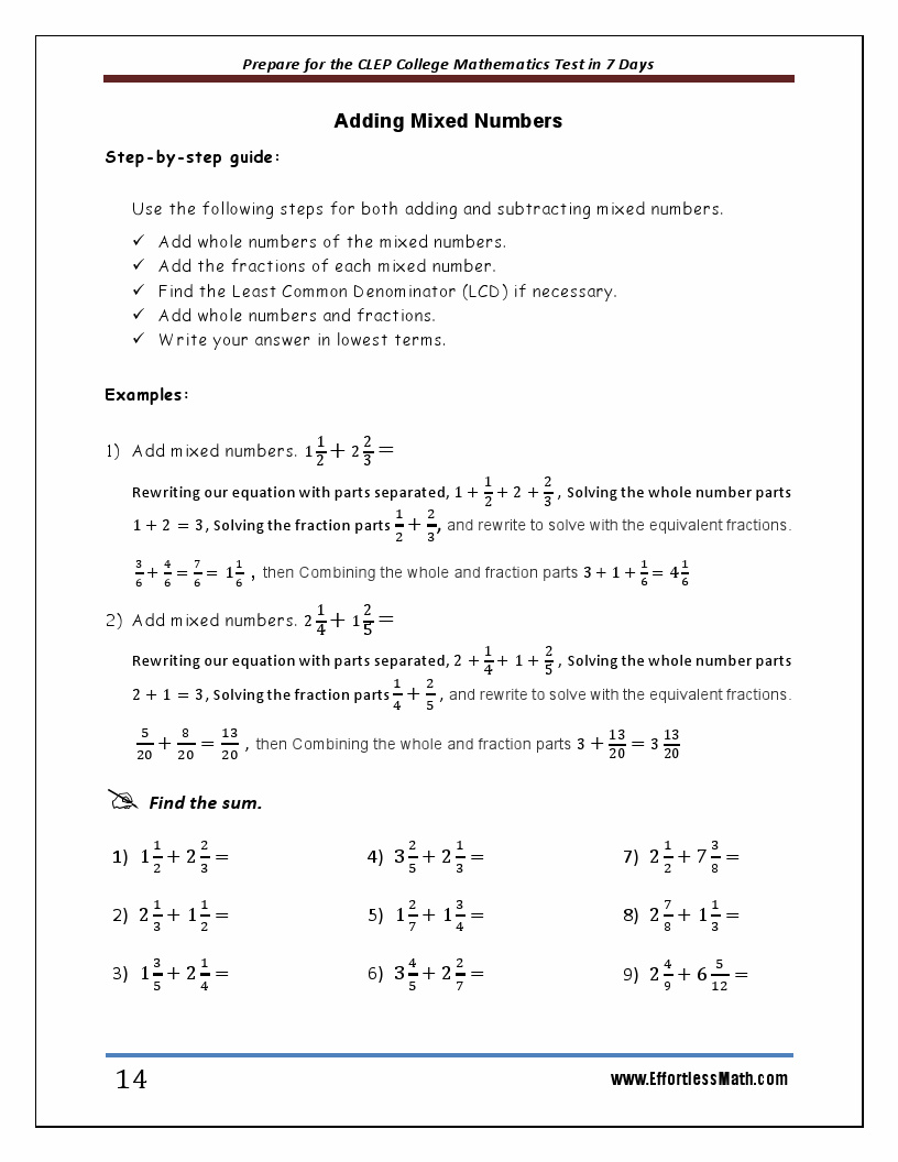 Prepare for the CLEP College Mathematics Test in 7 Days: A Quick Study ...