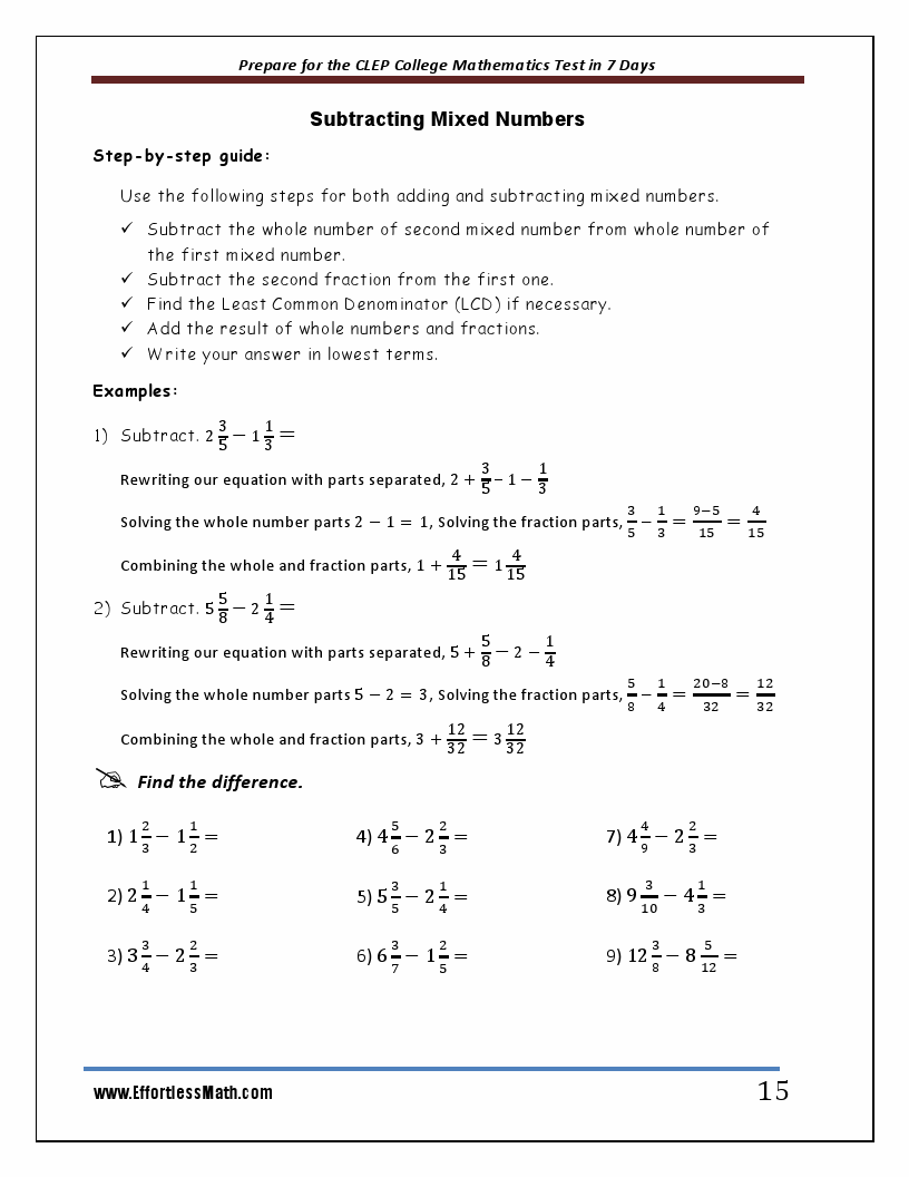 Prepare for the CLEP College Mathematics Test in 7 Days: A Quick Study ...