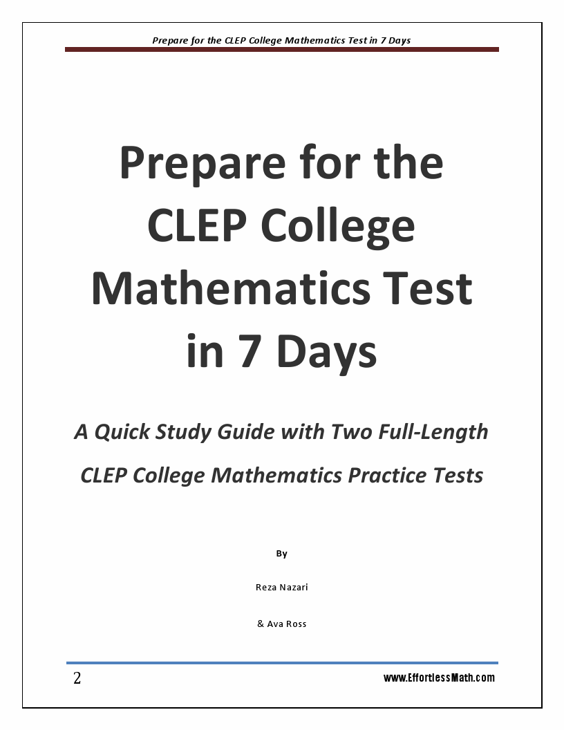 Prepare for the CLEP College Mathematics Test in 7 Days: A Quick Study ...