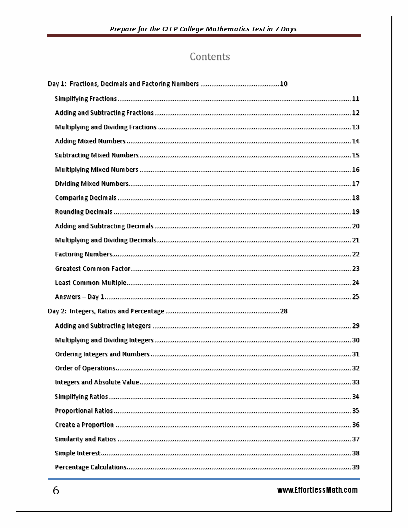 Prepare for the CLEP College Mathematics Test in 7 Days: A Quick Study ...