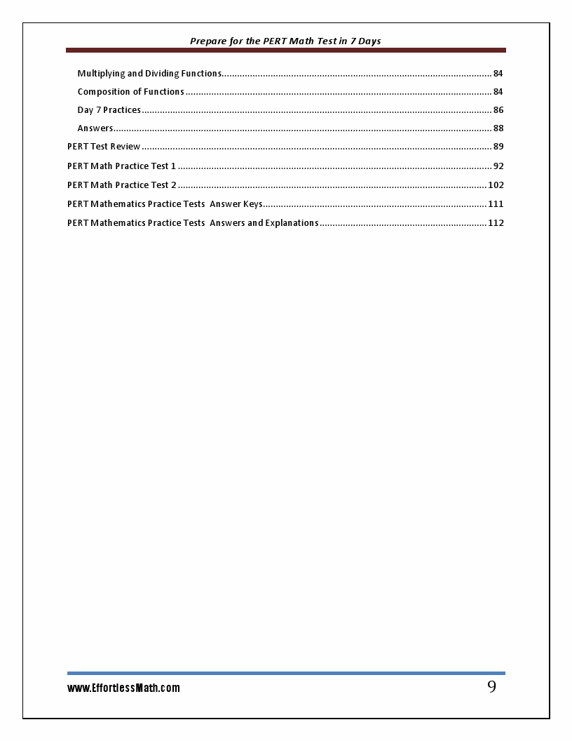 Prepare for the PERT Math Test in 7 Days: A Quick Study Guide with Two ...