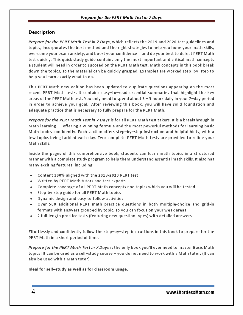 Prepare for the PERT Math Test in 7 Days: A Quick Study Guide with Two ...