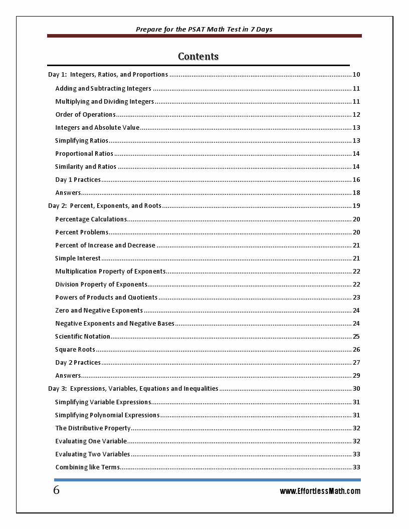Prepare for the PSAT / NMSQT Math Test in 7 Days: A Quick Study Guide ...