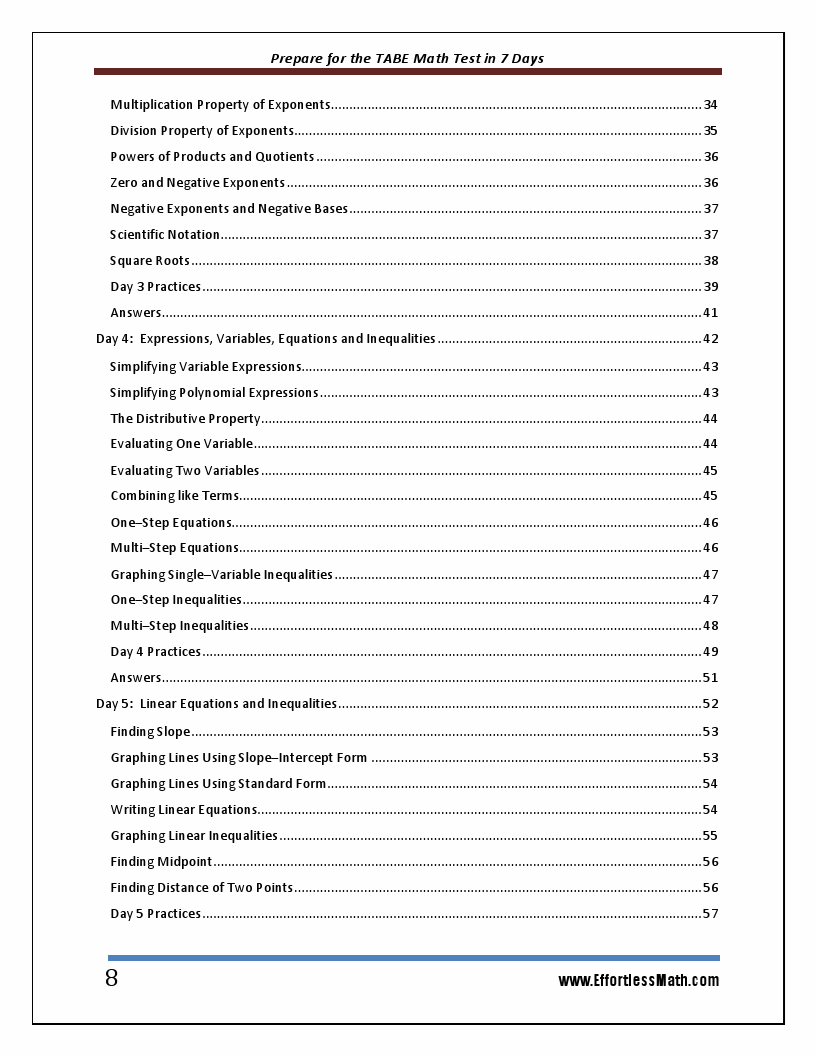 Prepare for the TABE 11 & 12 Math Test in 7 Days: A Quick Study Guide ...