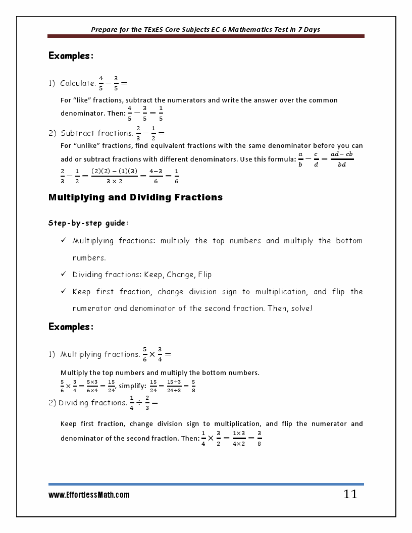 Prepare for the TExES Core Subjects EC-6 Mathematics Test in 7 Days: A ...