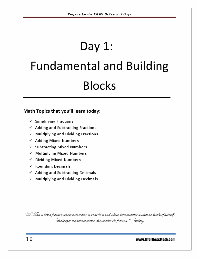Prepare for the TSI Math Test in 7 Days: A Quick Study Guide with Two ...