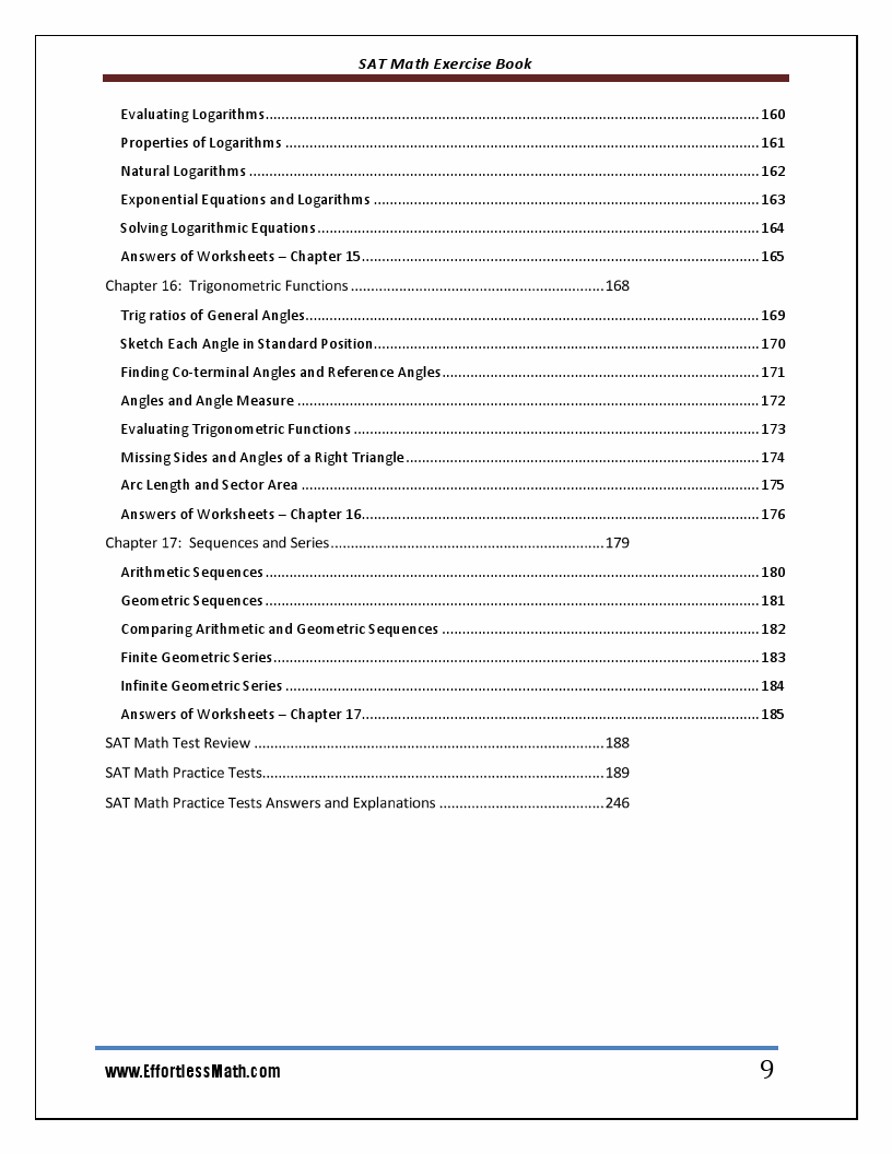 SAT Math Exercise Book: Student Workbook and Two Realistic SAT Math ...