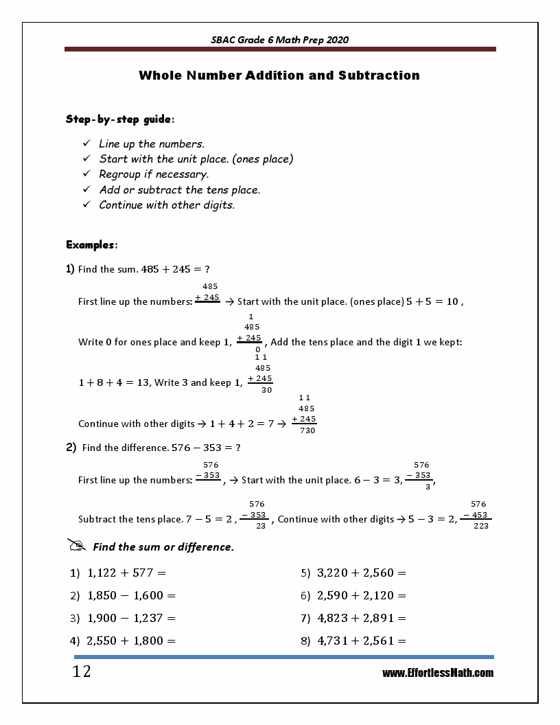 SBAC Grade 6 Math Prep 2020: A Comprehensive Review and Step-By-Step ... SBAC Grade 6 Math Prep 2020: A Comprehensive Review and Step-By-Step ...