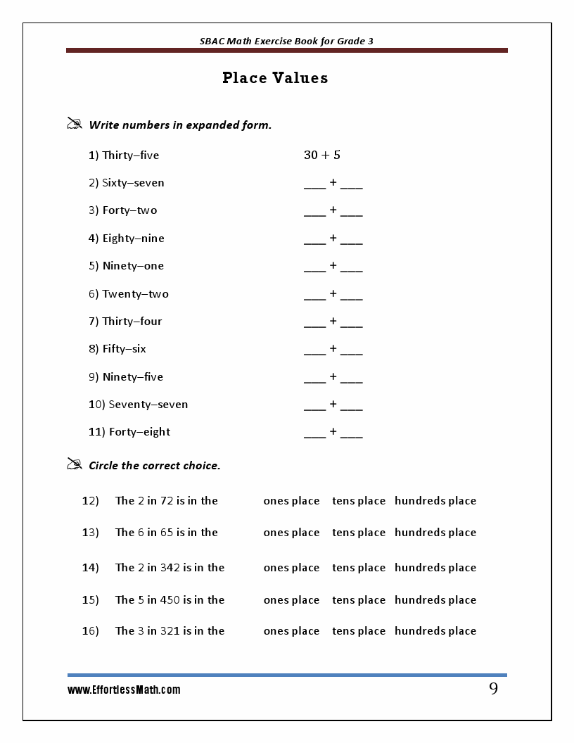 SBAC Math Exercise Book for Grade 3: Student Workbook and Two Realistic ...