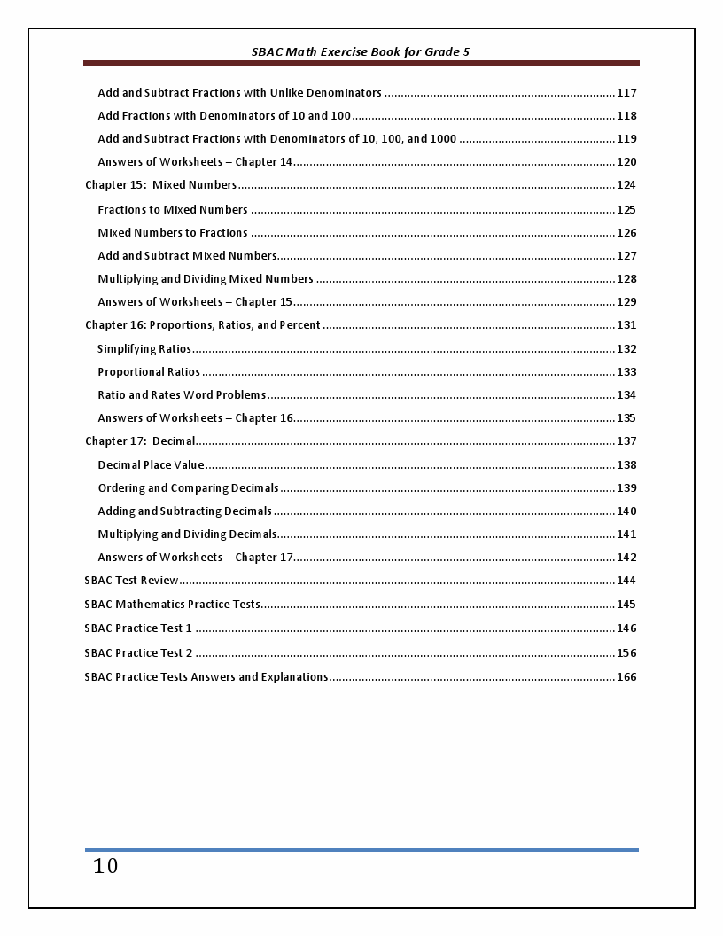 SBAC Math Exercise Book for Grade 5: Student Workbook and Two Realistic ...