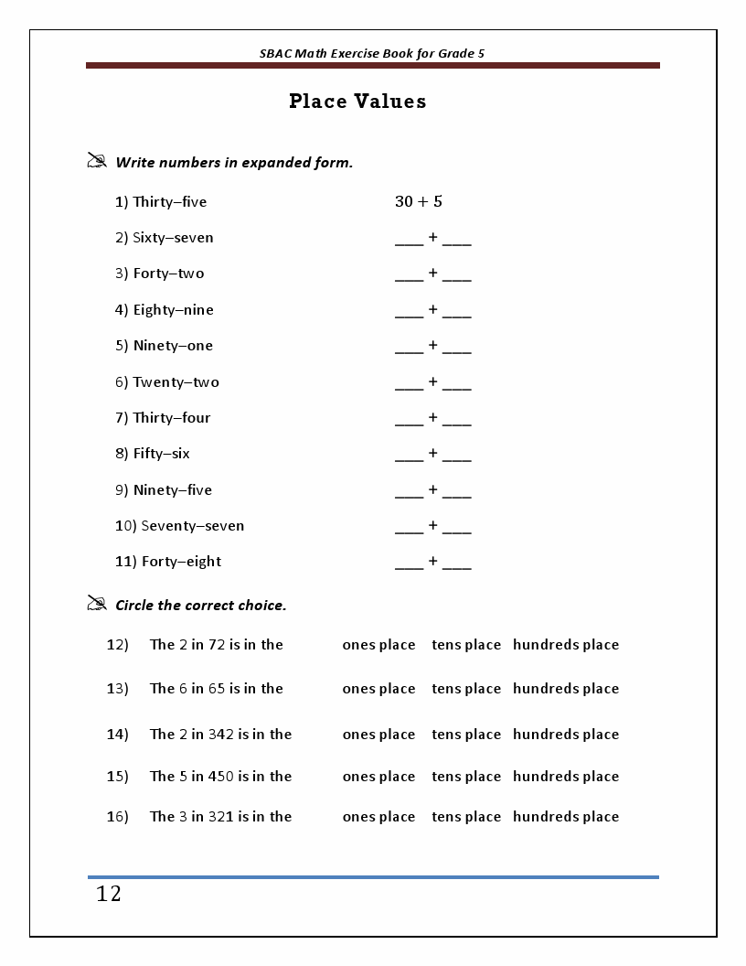 SBAC Math Exercise Book for Grade 5: Student Workbook and Two Realistic ...