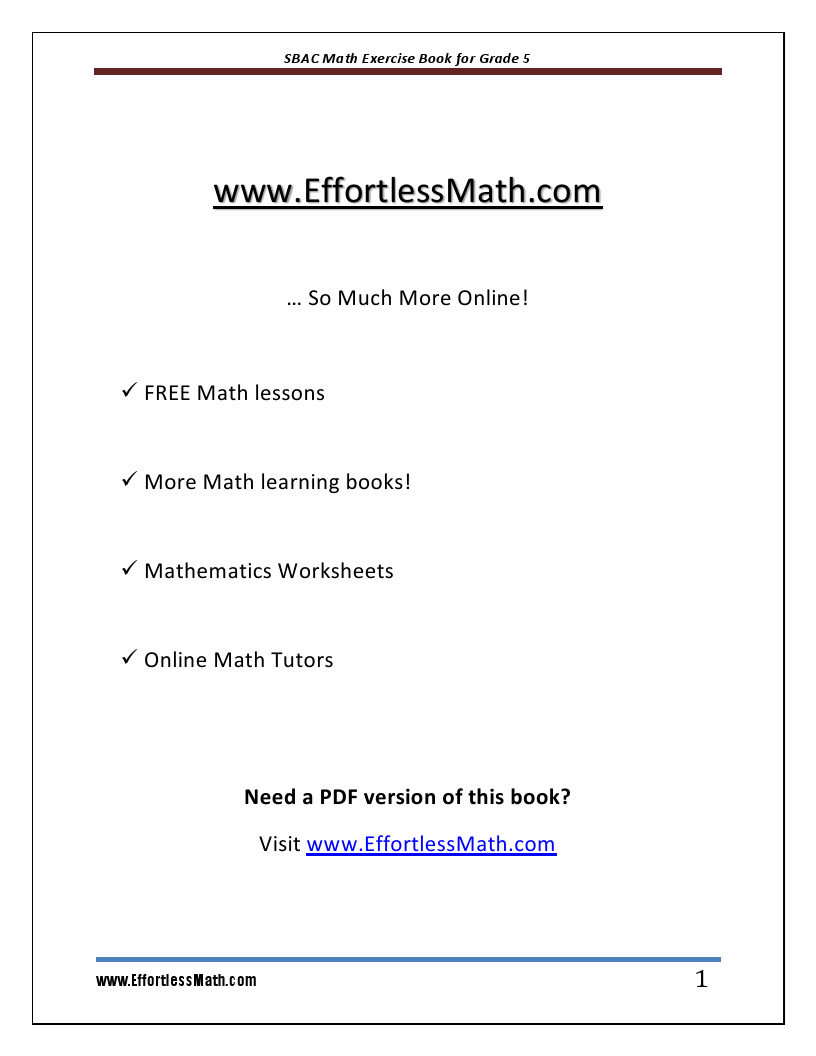 SBAC Math Exercise Book for Grade 5: Student Workbook and Two Realistic ...