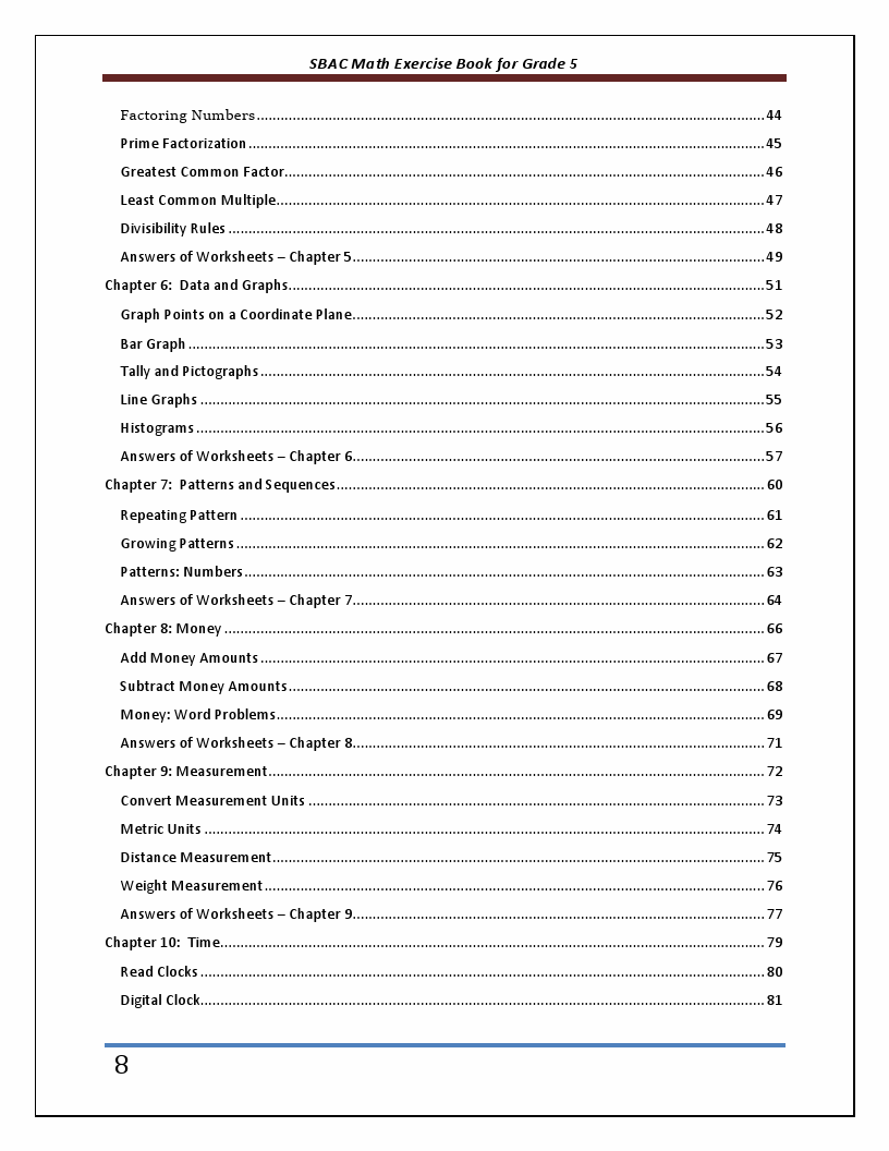 SBAC Math Exercise Book for Grade 5: Student Workbook and Two Realistic ...
