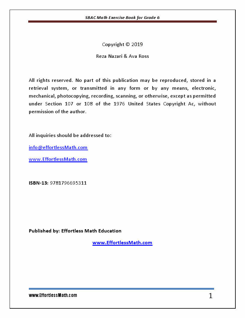 SBAC Math Exercise Book for Grade 6: Student Workbook and Two Realistic ...