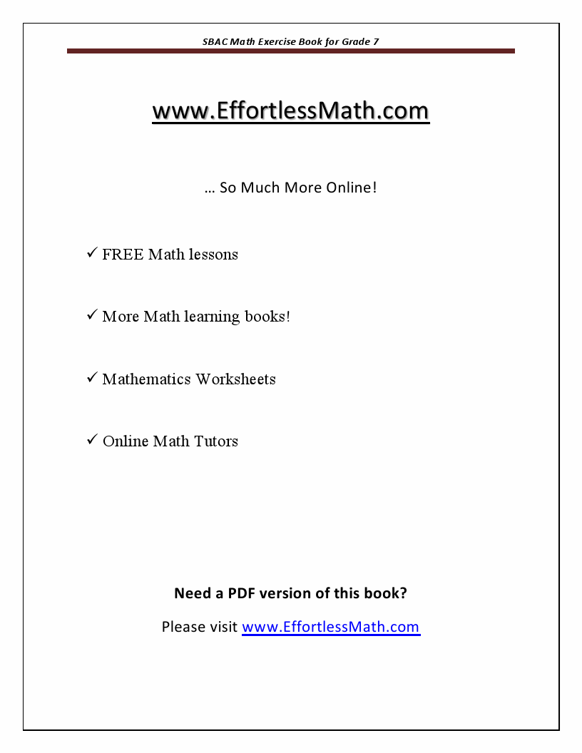 SBAC Math Exercise Book for Grade 7: Student Workbook and Two Realistic ...